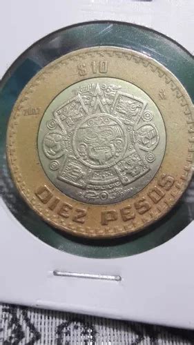 1 Moneda 10 Pesos Año 2007 Grafila Invertida Circulada Meses Sin Interés