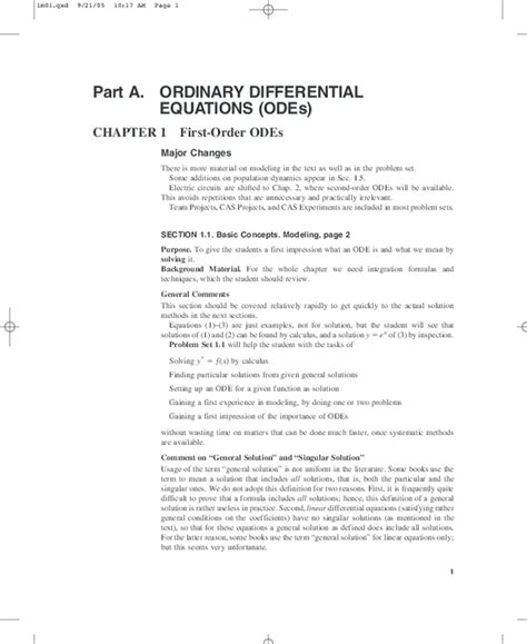 Pdf Part A Ordinary Differential Equations Odes Chapter 1 First Order Odes