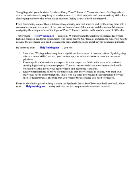 Synthesis Essay Zero Tolerance Pdf Police Crimes