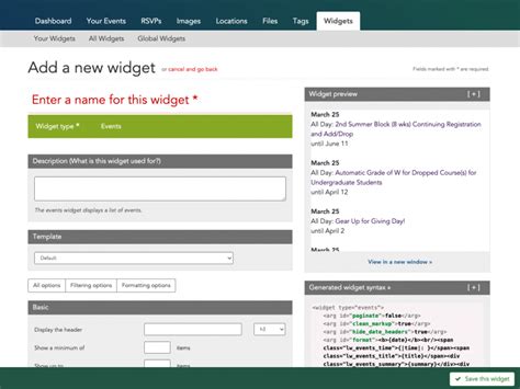 displaying event data on your website livewhale support