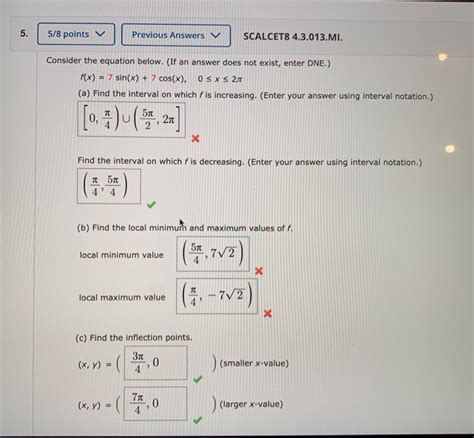 Solved 5 8 Points Previous Answers V Scalcet8 4 3 013 Mi