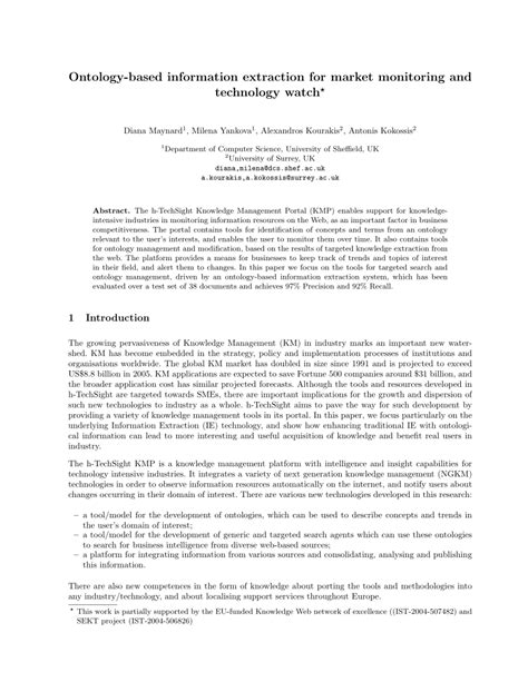 Pdf Ontology Based Information Extraction For Market Monitoring And Technology Watch
