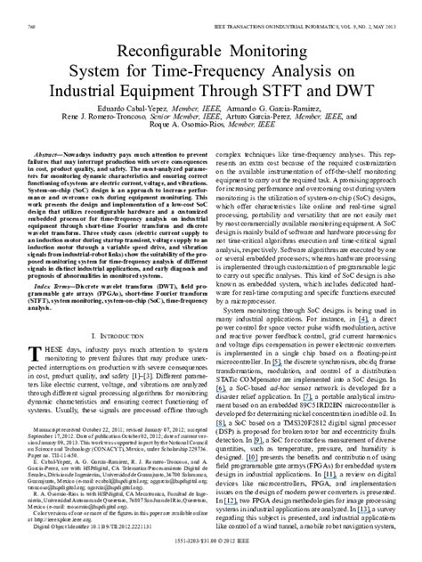 Pdf Reconfigurable Monitoring System For Time Frequency Analysis On Industrial Equipment