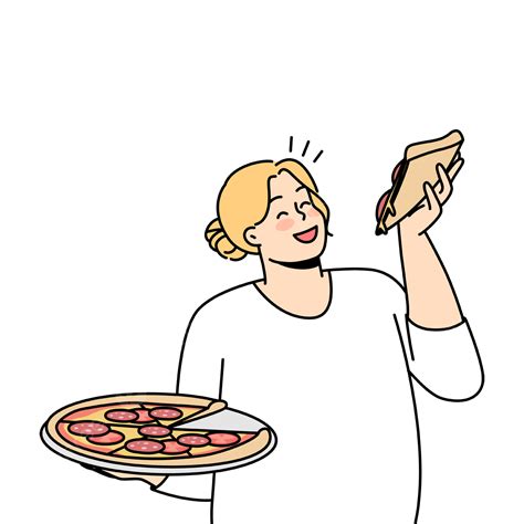 Hình ảnh Người Phụ Nữ Thừa Cân Mỉm Cười Với Bánh Pizza Png Người đàn Bà Pizza Mập Mạp Png Và