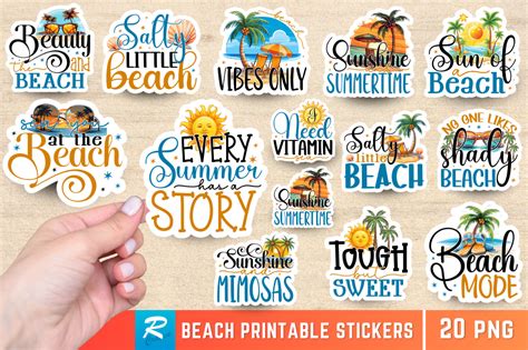 Beach Stickers Png Bundle Gráfico Por Regulrcrative · Creative Fabrica