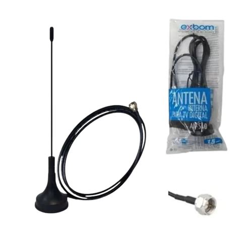 Antena Digital Interna VH F UHF DTV e HDTV Base Imã Cabo de 1 5m