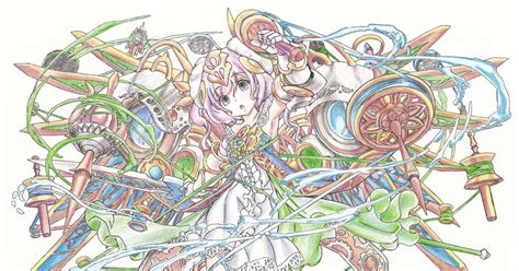 塗り絵 パズドラ公式塗り絵【木・水】予知の時女神・スクルド ポッキーのイラスト Pixiv