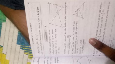Q Intriangle Abc Seg Mn Parallel Ac Seg Mn Divides Abc Into Two