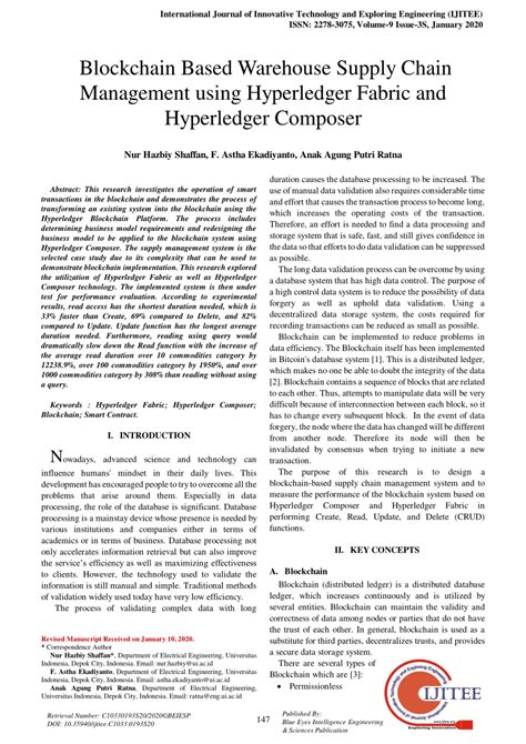 Pdf Blockchain Based Warehouse Supply Chain Management Using Hyperledger Fabric And