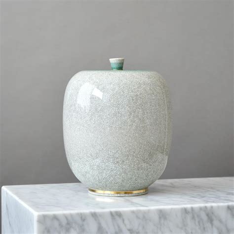 Large Royal Copenhagen Crackle Glazed Lidded Urn Thorkild Olsen Denmark 1951 For Sale At 1stdibs