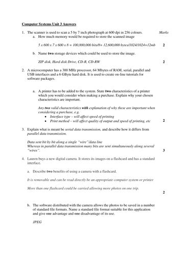 Higher Computing Computer Systems Tests Marking Schemes Multimedia Ppts Teaching Resources