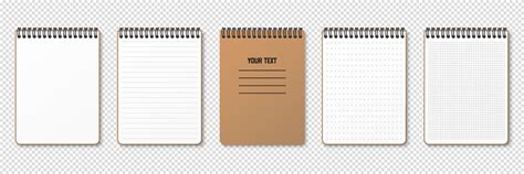 Realistic Notepad Lined Gridded And Dotted Sheets Blank Sheets Of Notebook With Grid For