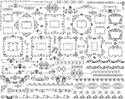 Border Design Elements Collection Classical Symmetric Seamless Curves Vectors Images Graphic Art
