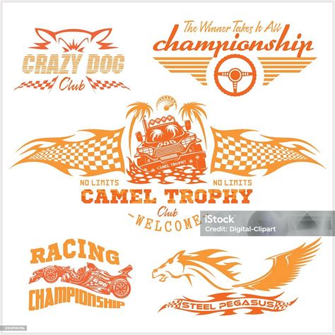 Ilustración De Emblema De Carreras Deportivas Vector Set Y Más Vectores