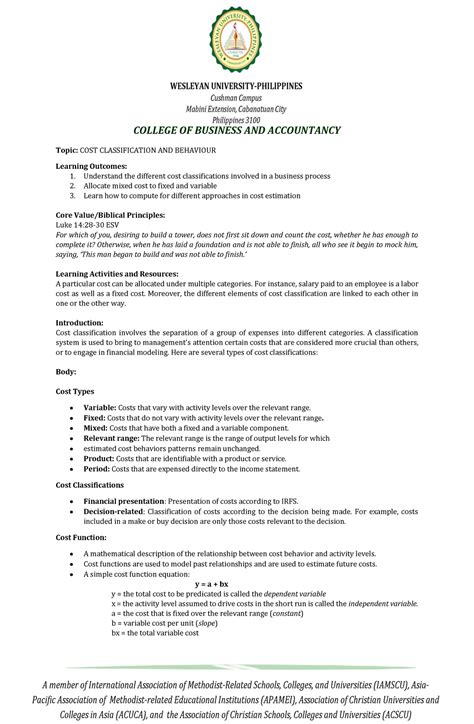 Module Cost Behavior Analysis Management Studocu