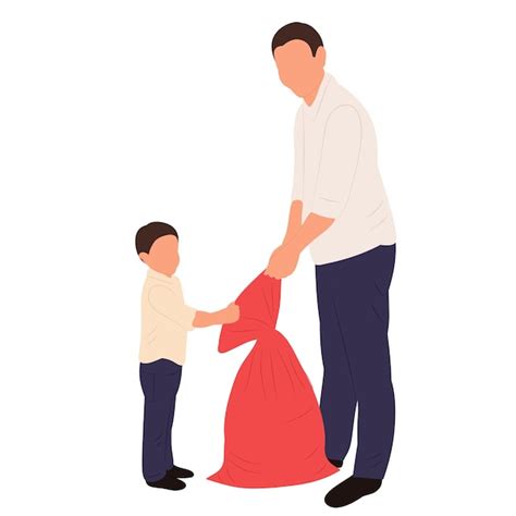 Pai E Filho Em Vetor Isolado De Fundo Branco Vetor Premium