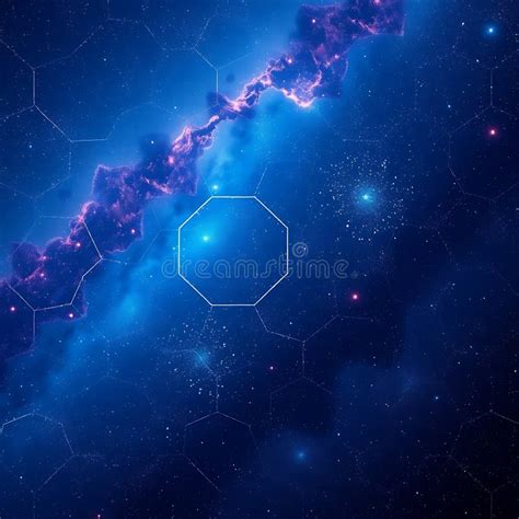 A Futuristic Space Texture With Hexagonal Grids Overlaid On A Cosmic