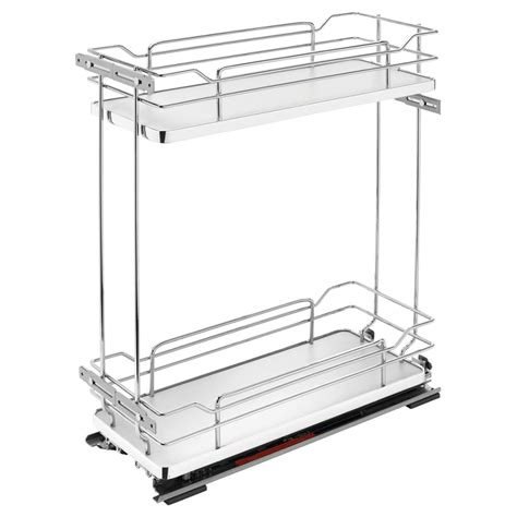REV A SHELF Gray Solid Bottom Chrome Wire Two Tier Contemporary Base Cabinet Pullout W BLUMOTION