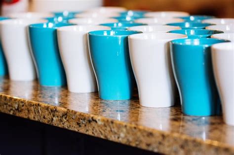 Premium Photo Ceramic Glasses Arranged On Table