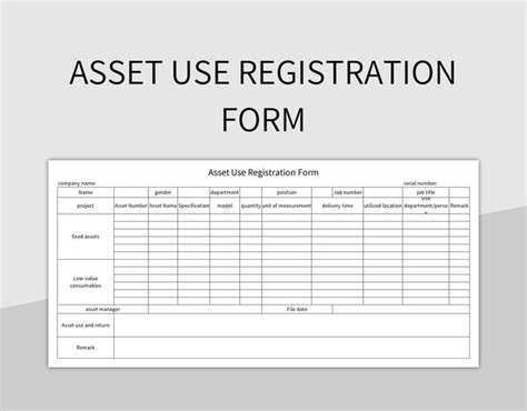 Asset Use Registration Form Excel Template And Google Sheets File For
