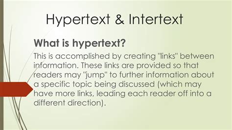 Hypertext And Intertext Power Point Presentation Pptx