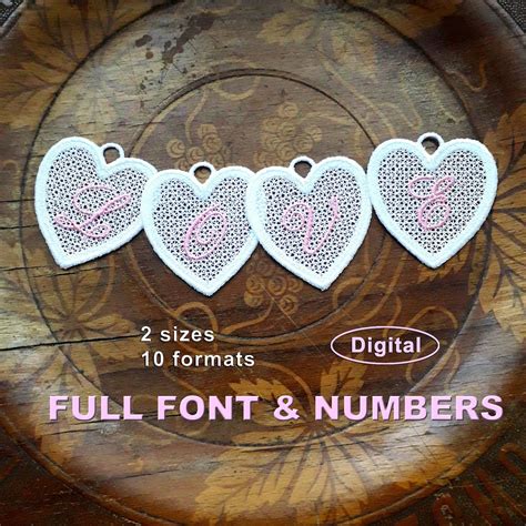 Fsl Heart Monogram Full Font Initial Letters And Numbers Machine Embroidery Designs Valentines