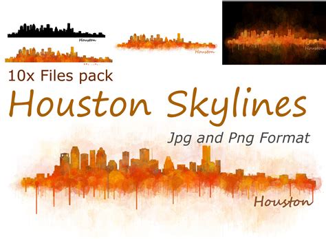 10x Files Pack Houston Skylines Illustrations ~ Creative Market
