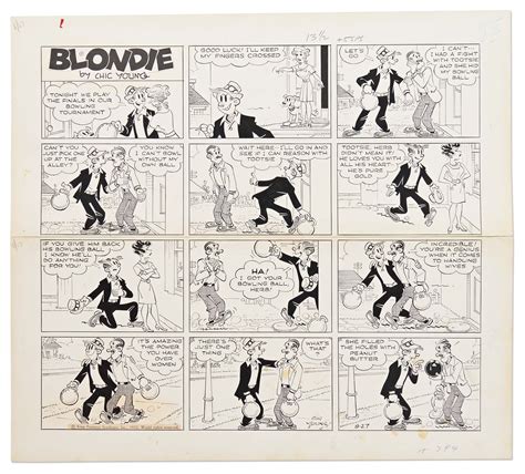 Lot Detail Chic Young Hand Drawn Blondie Sunday Comic Strip From