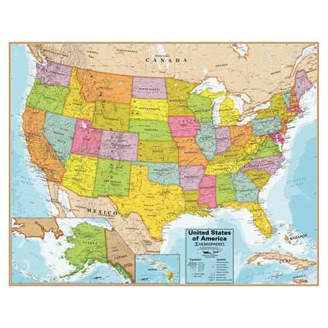 Round World United States Wall Chart With Interactive App