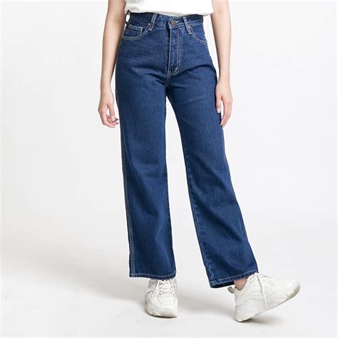 Jual Esrocte Celana Loose Baggy High Waist Jeans Wanita P Navy Retro Shopee Indonesia