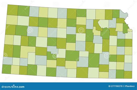 Detailed Editable Political Map With Separated Layers Kansas Stock