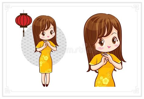 Pretty Chinese Girl In Mandarin Gown With Chinese New Year Festival 066