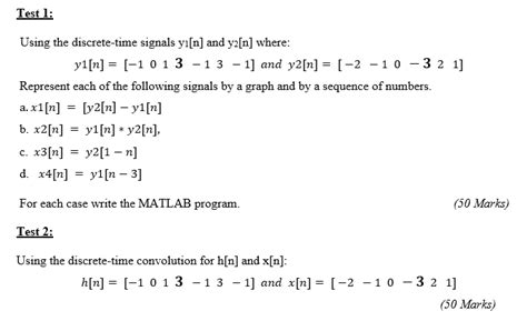 Solved Using The Discrete Time Signals Y1 N And Y2 N Chegg
