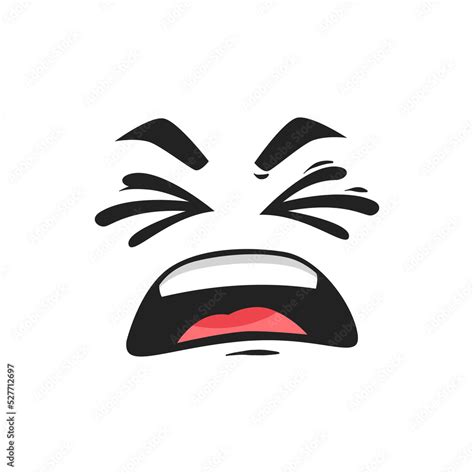 Cartoon Face Disgust Or Sneezing Vector Emotion With Closed Eyes And