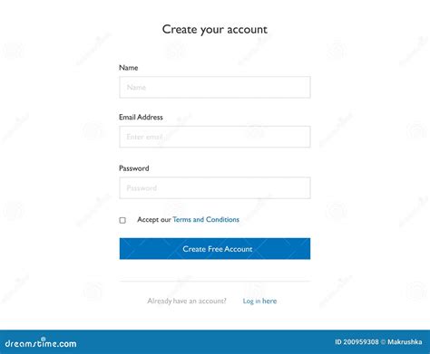 Create Account Form Template Of Registration Window Mockup Login