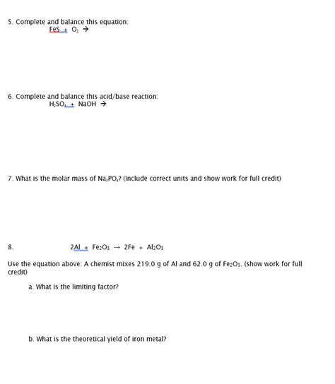Solved 5 Complete And Balance This Equation Fes O2 → 6