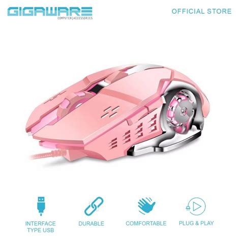 Gigaware 6 Buttons Wired Computer Gaming Macro Programming Mouse Cherry
