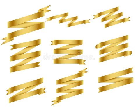 Pack Of Golden Ribbon Elements Banner For Event Decor Stock Vector