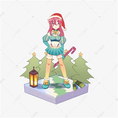 手绘卡通圣诞节女孩素材图片免费下载 千库网