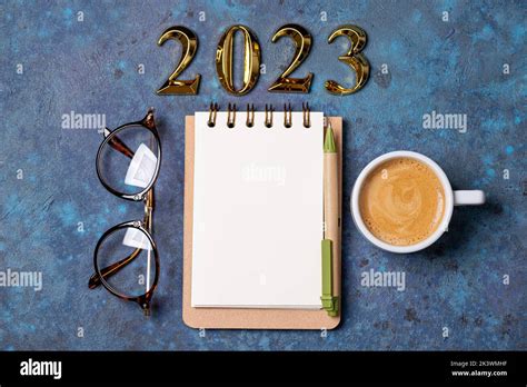 New Year Resolutions 2023 On Desk 2023 Resolutions List With Notebook