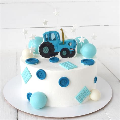 Дизайн торта синий трактор 68 фото