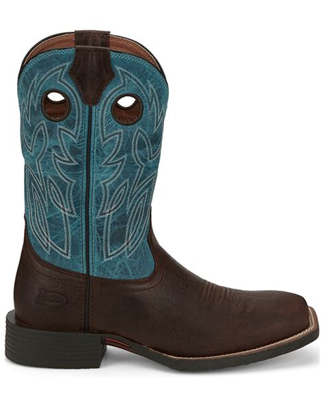 Justin Mens 11 Bowline Western Boots Broad Square Toe Brown