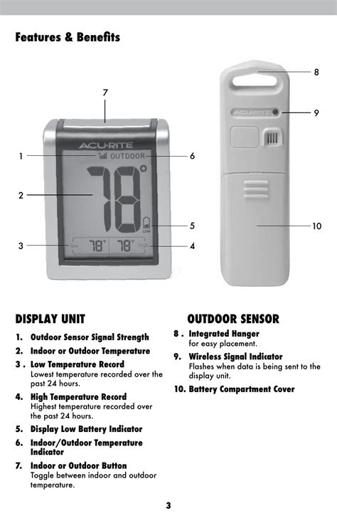 Features And Benefits Display Unit Outdoor Sensor Acurite 00380