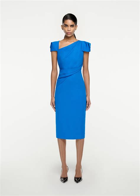 Cap Sleeve Stretch Cady Midi Dress In Pink Roland Mouret