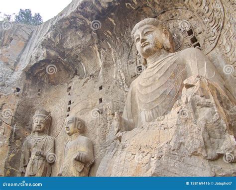 Luoyang Longmen Grottoes Broken Buddha And The Stone Caves And