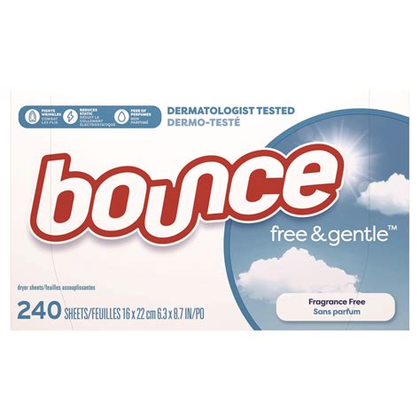 Bounce® Free And Gentle Dryer Sheets Fragrance Free 240 Sheets Box 4