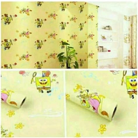 Hub Wallpaper Spongebob Design Pvc Waterproof Self Adhesive Wall Sticker Home Decor 10mby45cm