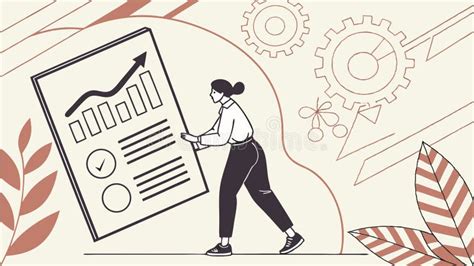 Woman Analyzing Business Report With Gears Vector Design Generative Ai Stock Vector