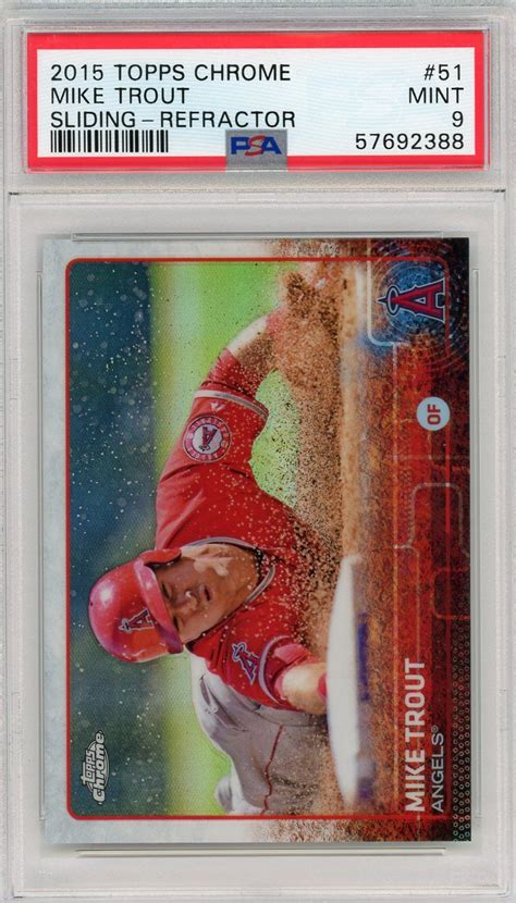 2015 Topps Chrome Mike Trout 51 Sliding Refractor Psa 9 Myslabs