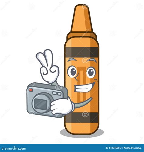 Photographer Orange Crayon In The Cartoon Shape Stock Vector